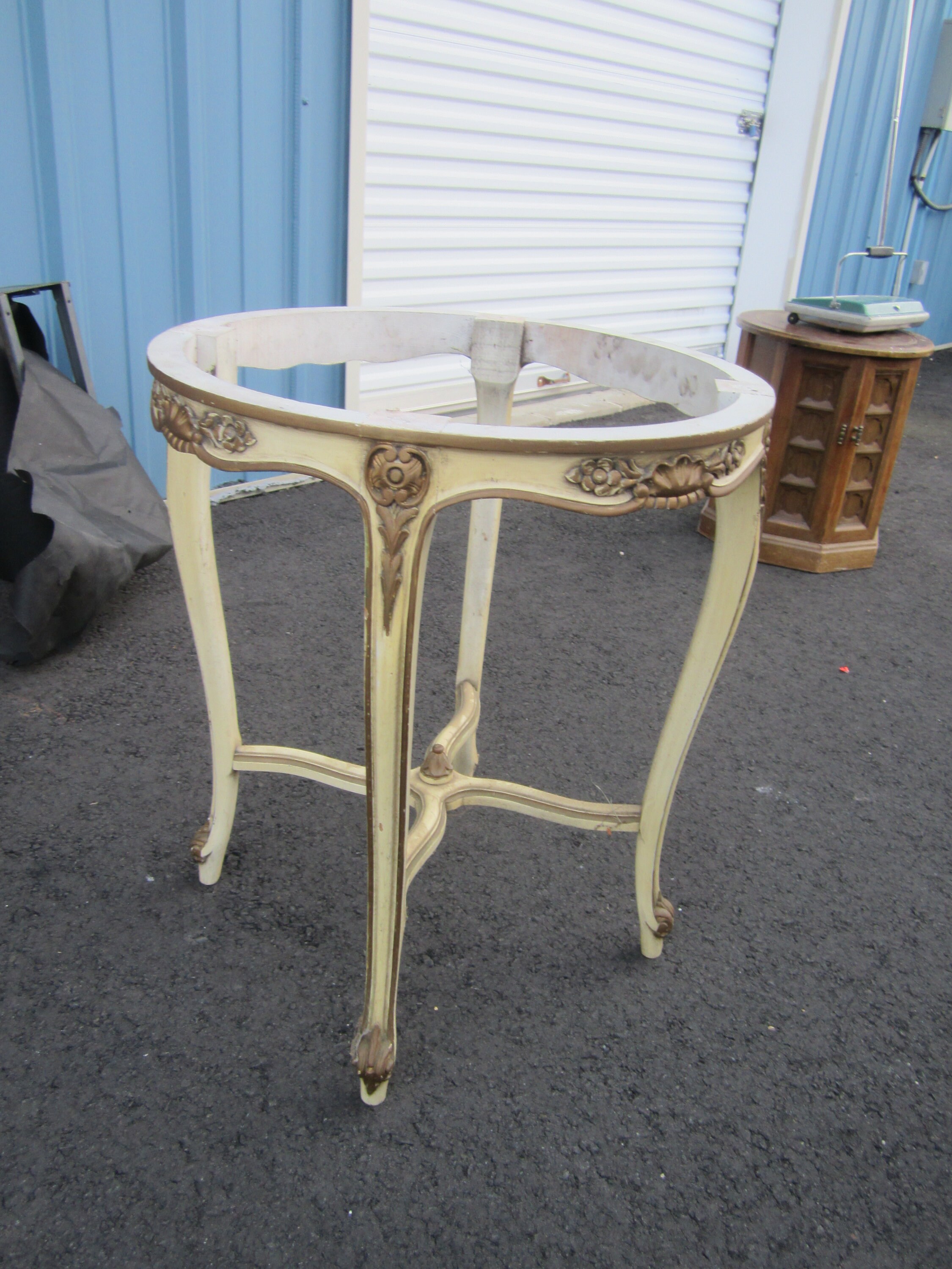 Vtg Round Accent/lamp Table Frame W/glass Top, DIY Project, NO Shipping ...