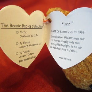 RARE Vtg 1997/98 FUZZ BEANIE Baby Bear W/errors on Tags - Etsy