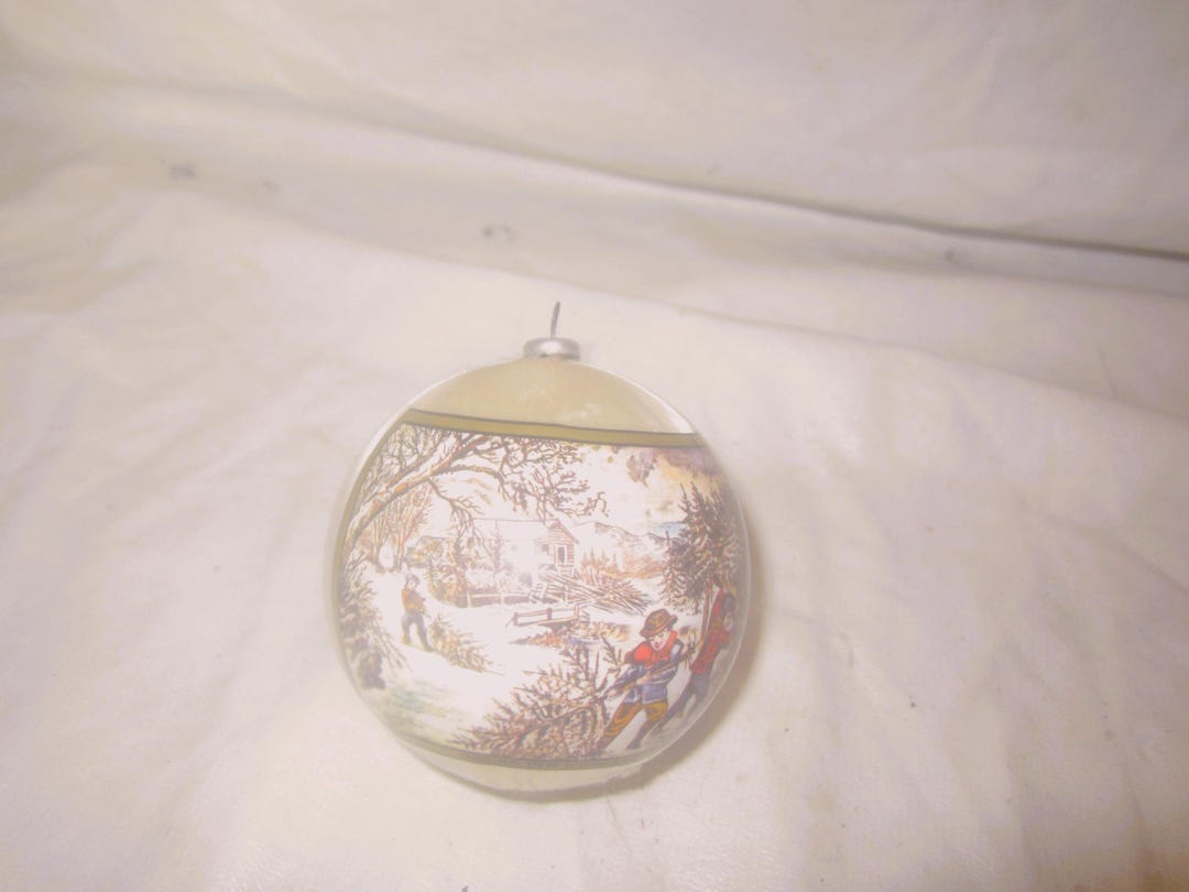Vtg Satin Ball W/plastic Wrap Scene by Currier & Ives - Etsy