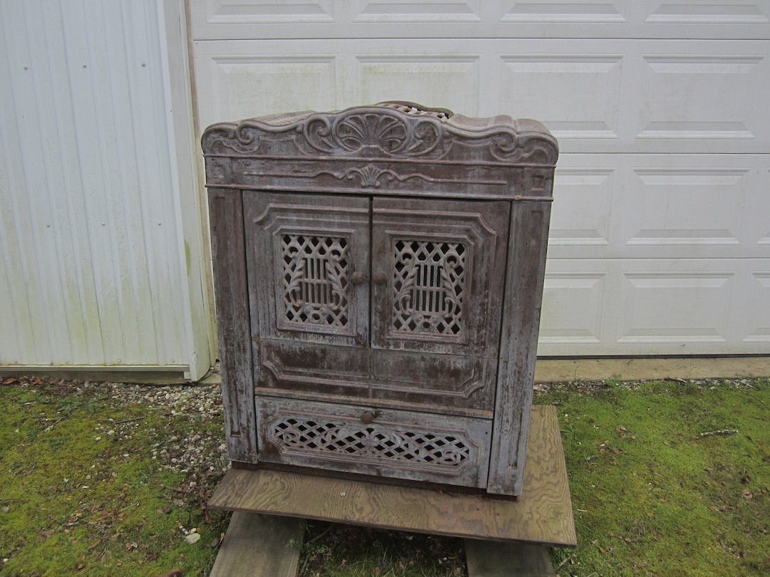 ANTIQUE Cast Iron & Steel Coal/wood Furnace/fireplace 30's to 40's Era ...