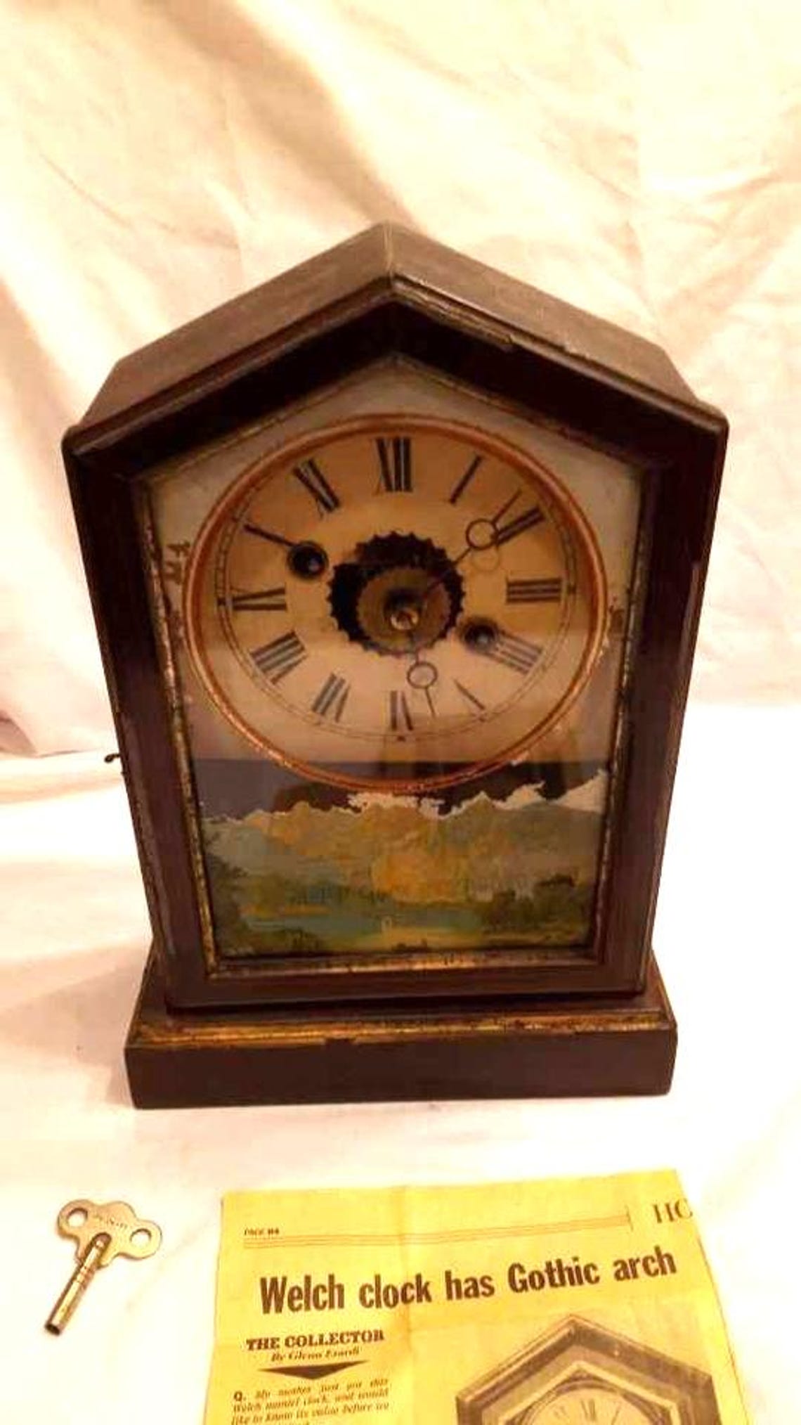 Antique Mantle/shelf Key Wind Pendulum Clock W/roman Numerals 1880 Era ...