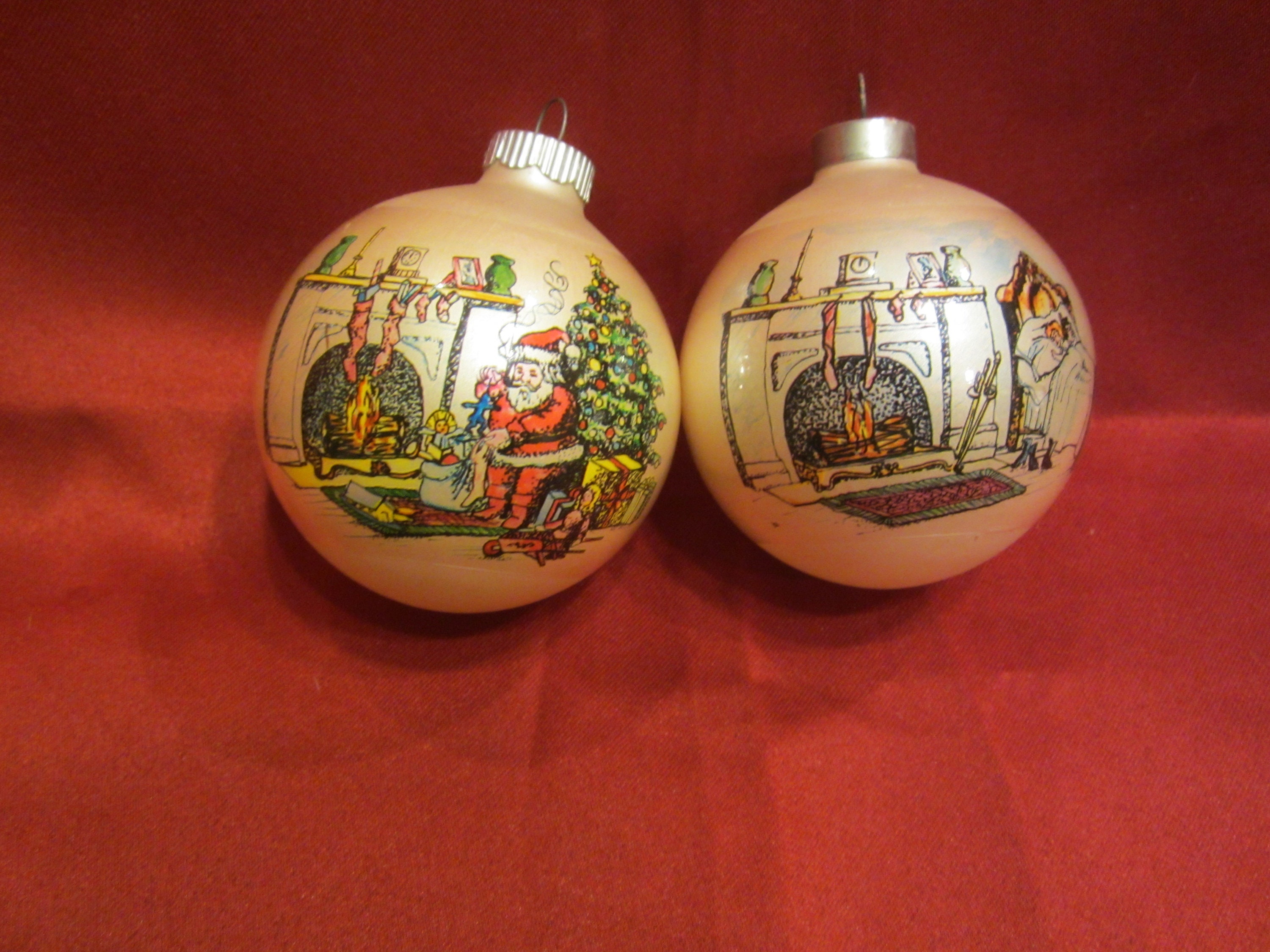 VTG 70'S Cream Color Glass Ball W/plastic Wrap Christmas Scene - Etsy