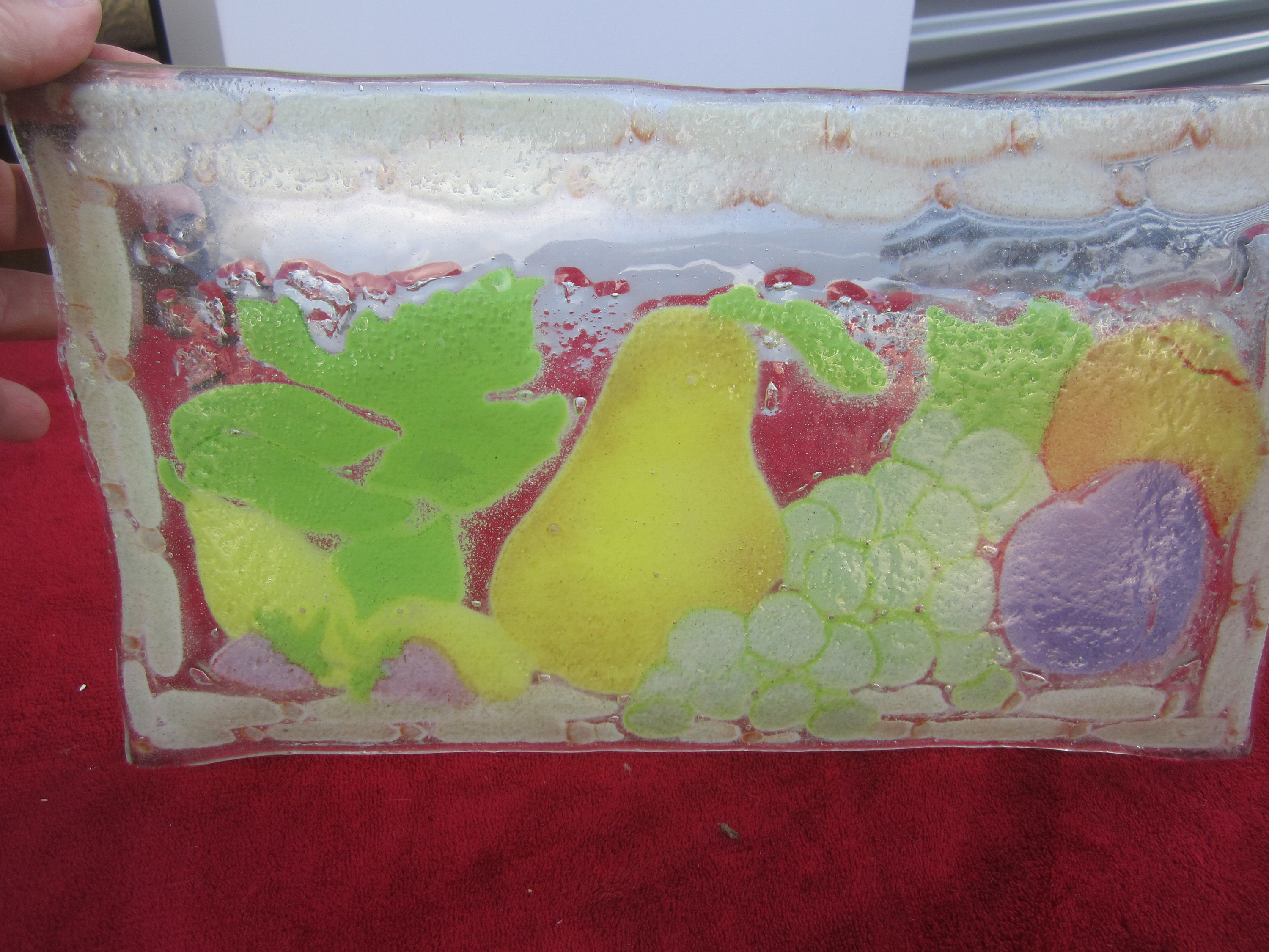 Unique Hand Blown Glass Display Tray W/fruit Design - Etsy