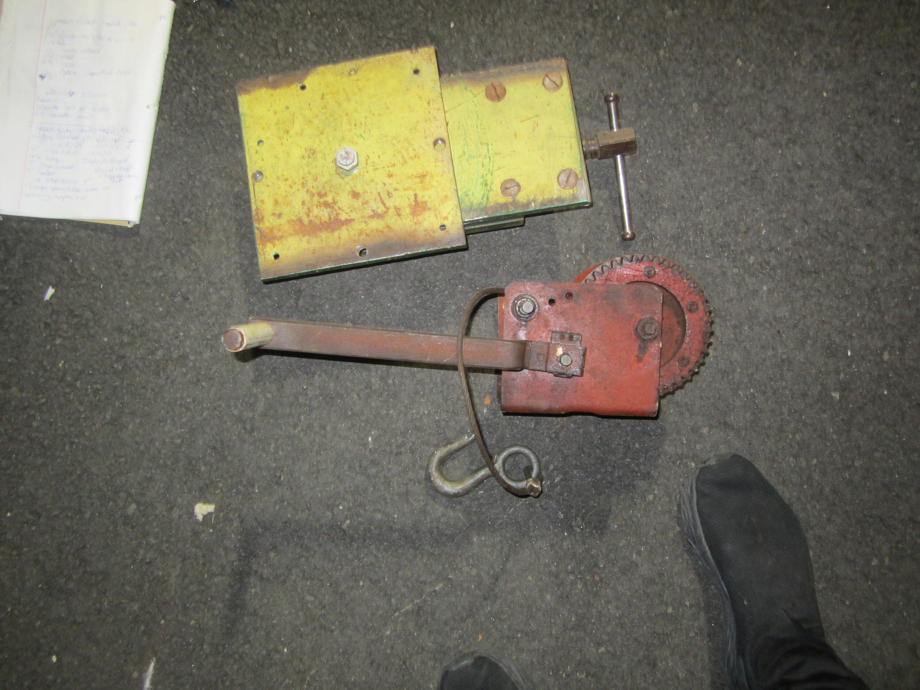 Vtg Winch, Hand Crank, Red, With Some Wire Cable & Hook - Etsy