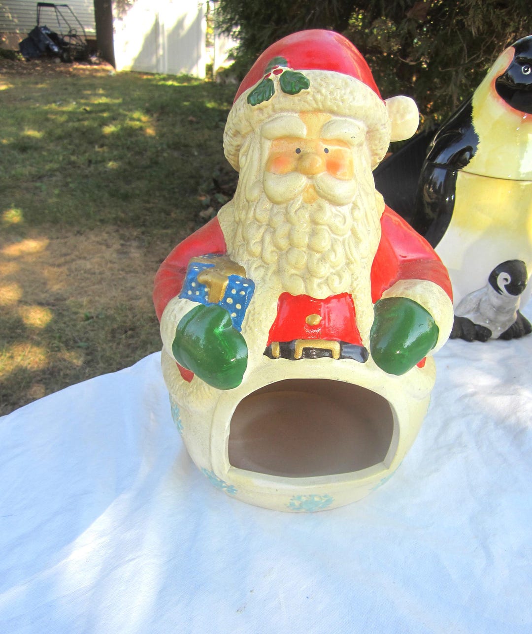 UNIQUE Vtg Ceramic Santa Candle Chiminea Display - Etsy