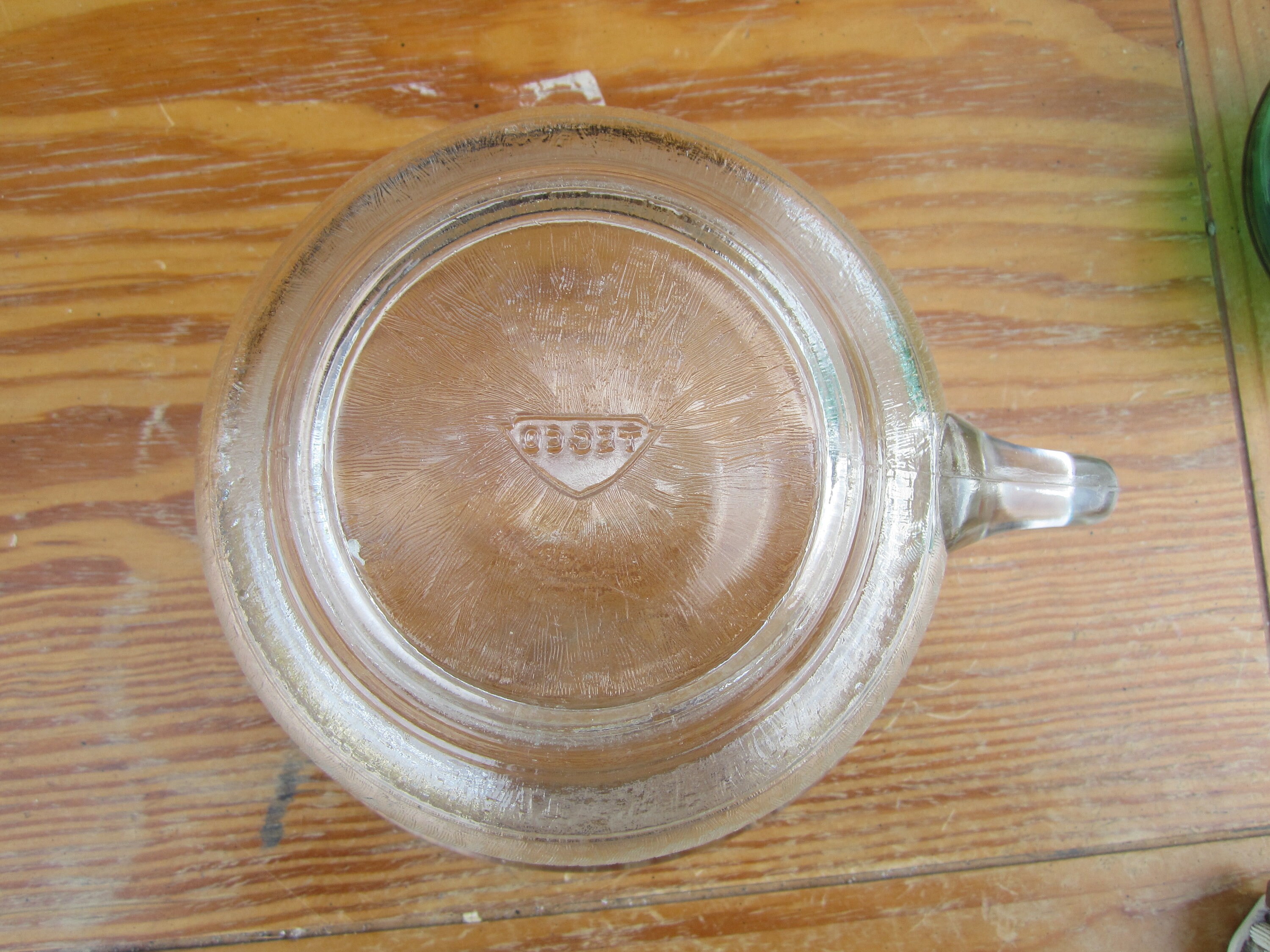 Vtg 60's TECCO Mixing Bowl W/handle, Textured for Grip, Pressed Glass ...