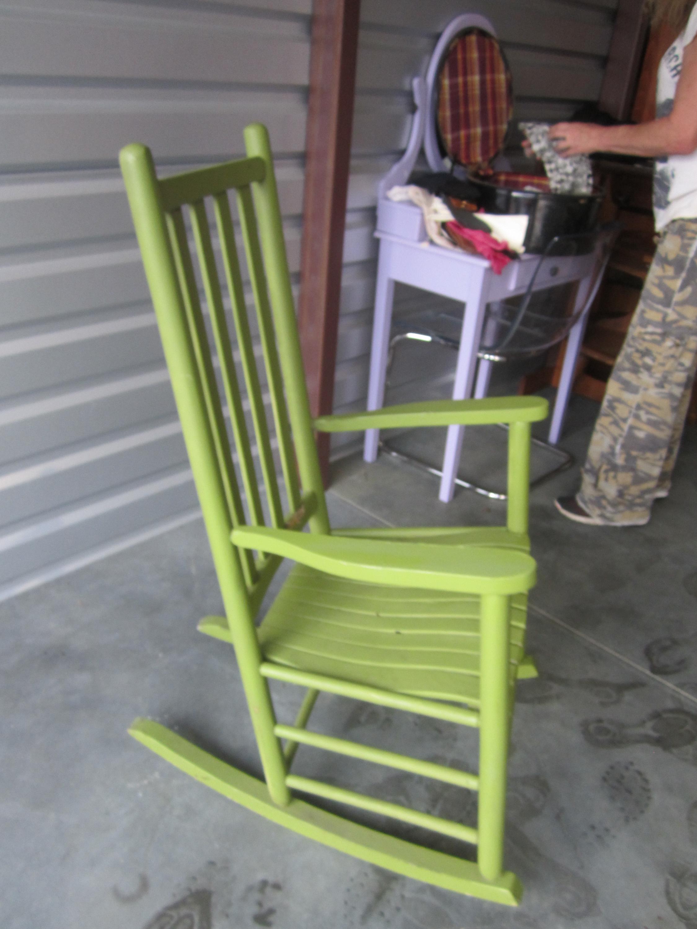 Vtg Rocking Chair Painted Green, Great DIY Project NO Shipping Pick up ...