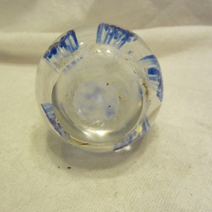 Vtg Glass Paperweight, Blue Flower W/bubble Center, Art Glass - Etsy