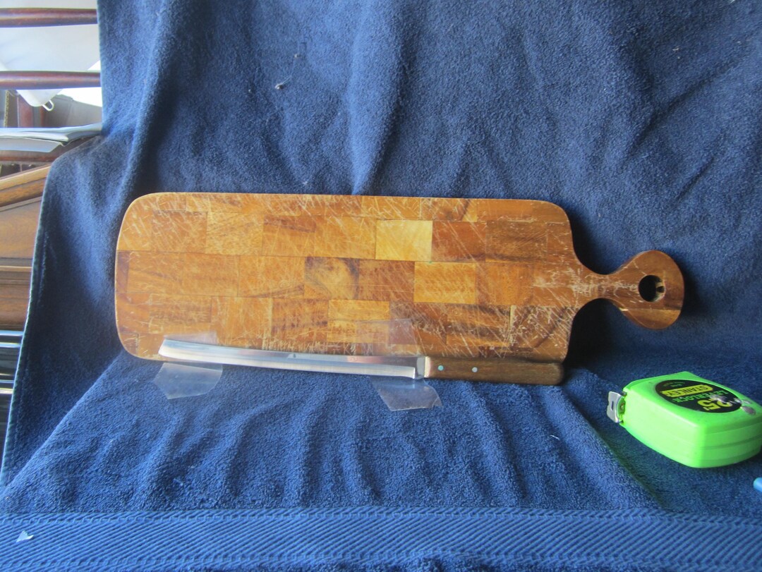Vtg Breadboard & Knife, Chuck Board W/hollow Grove Stainless Steel ...