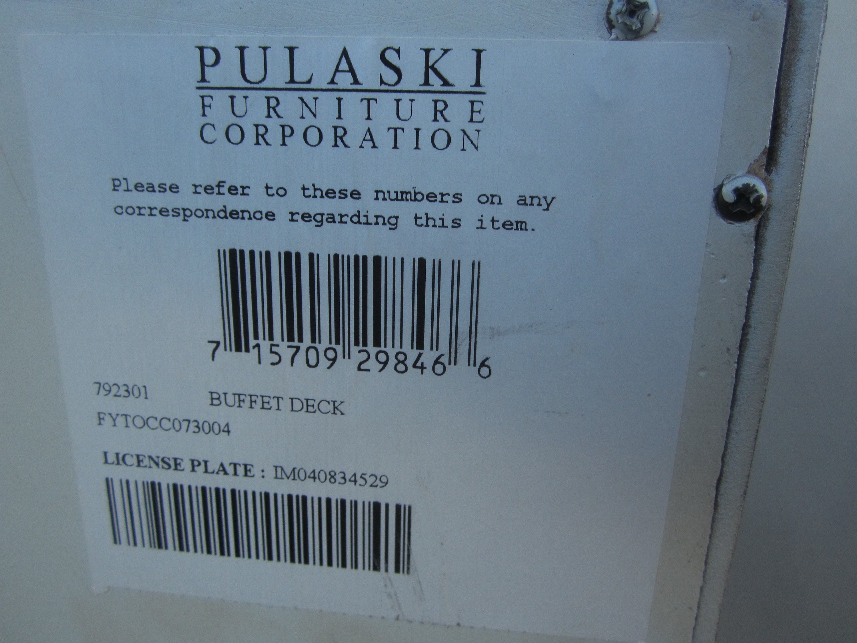 Vtg Pulaski Buffet Base Hutch, Distressed Cream Color, Farmhouse Chic ...