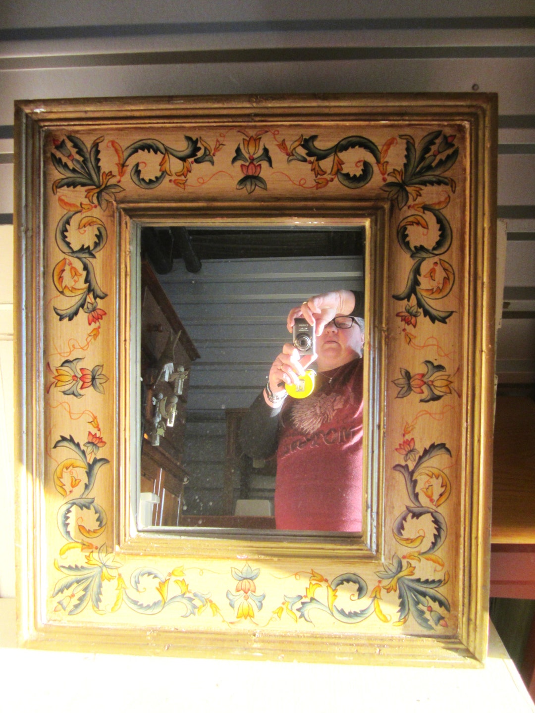 Vtg Mirror With Floral Motif Border Unique Frame, Pick up Only, NO ...