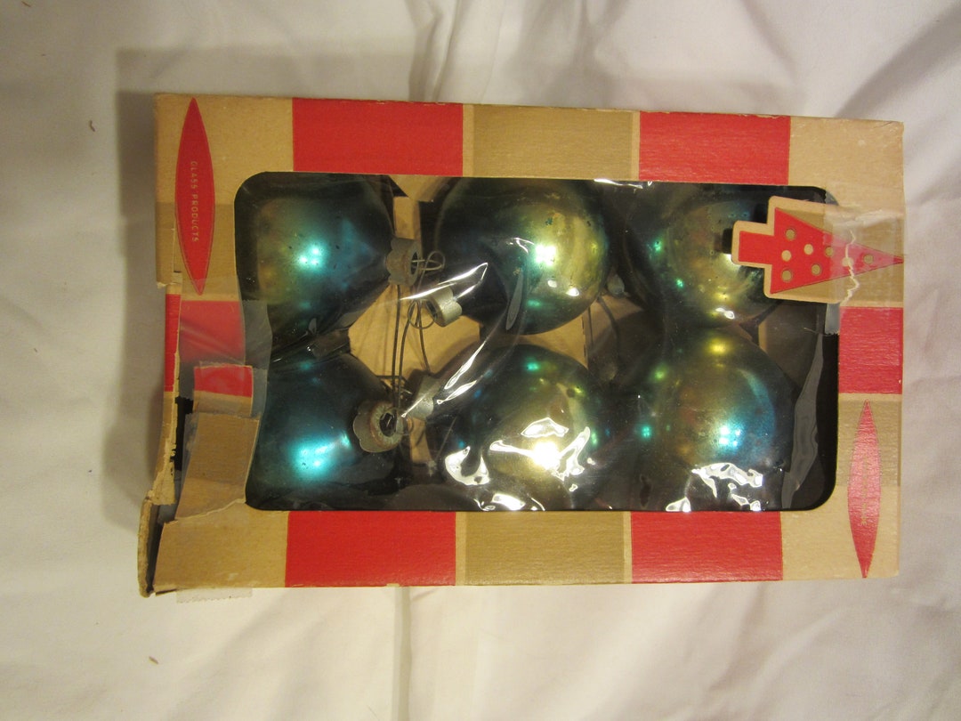 UNIQUE VTG 60'S Coby Ombre Glass Ornaments, Blue to Gold, W/box - Etsy