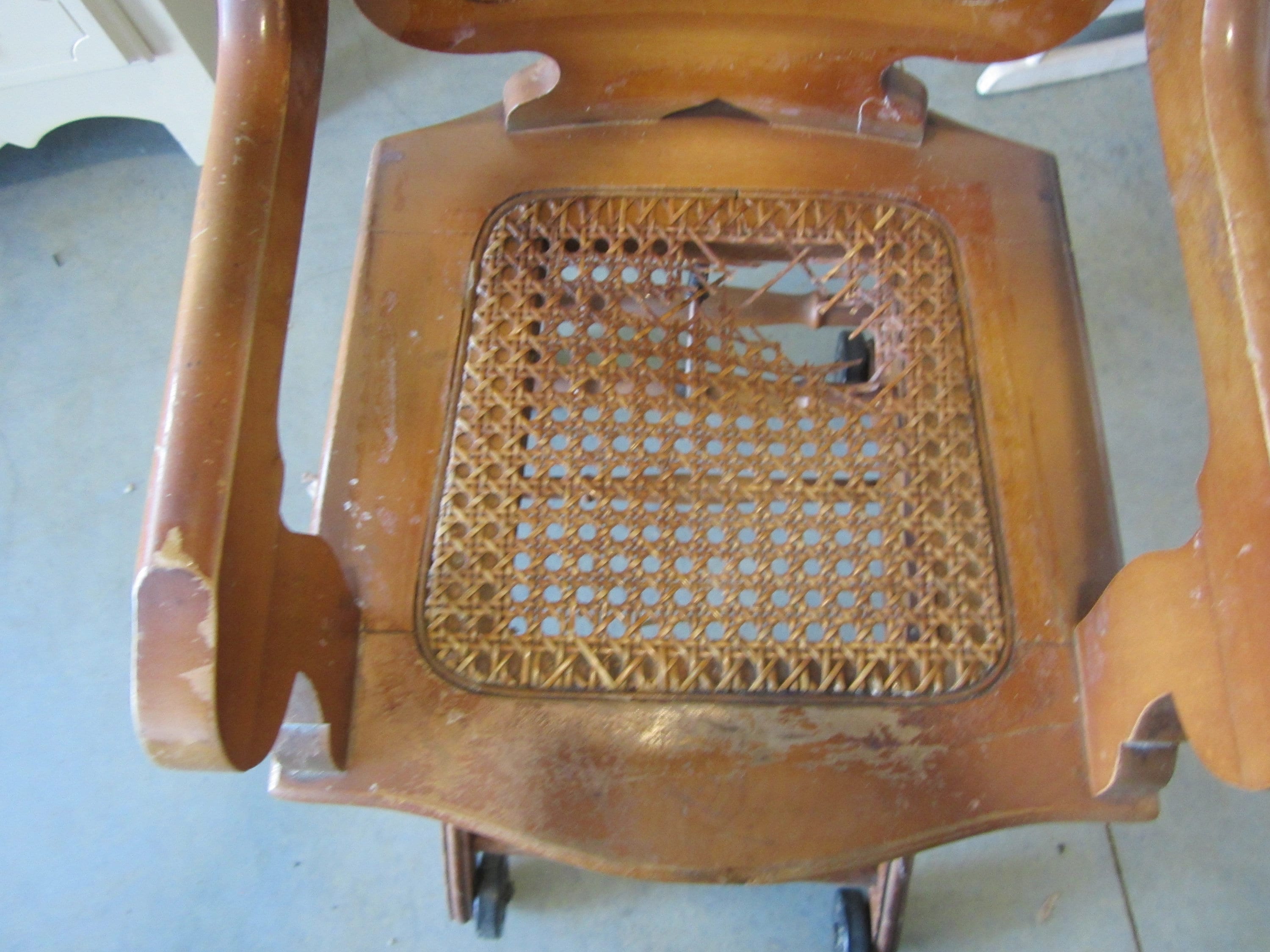 RARE Antique Convertible High-chair/rocker W/wheels, Solid Wood NO ...