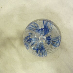 Vtg Glass Paperweight, Blue Flower W/bubble Center, Art Glass - Etsy