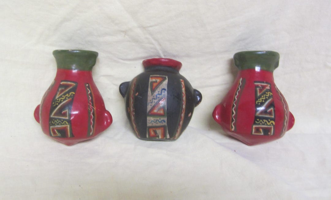 Vtg Red Clay Mexican Style Pottery Wall Pockets Set of 3 - Etsy
