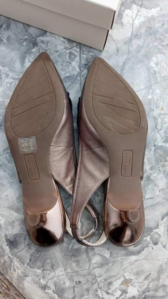 ANNE KLEIN AKELANORE Slingback Low Heel Shoe Pewter Size - Etsy