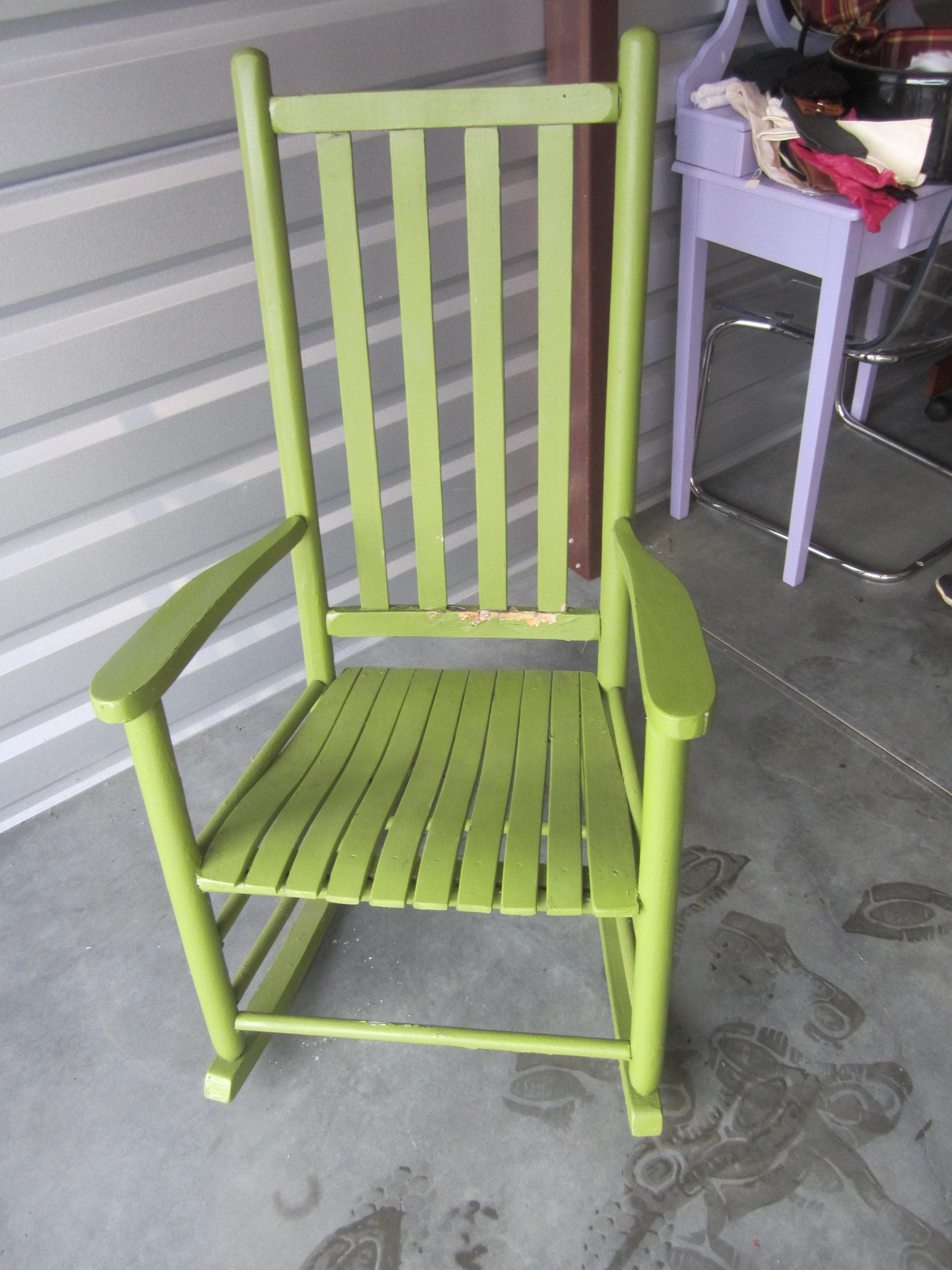 Vtg Rocking Chair Painted Green, Great DIY Project NO Shipping Pick up ...