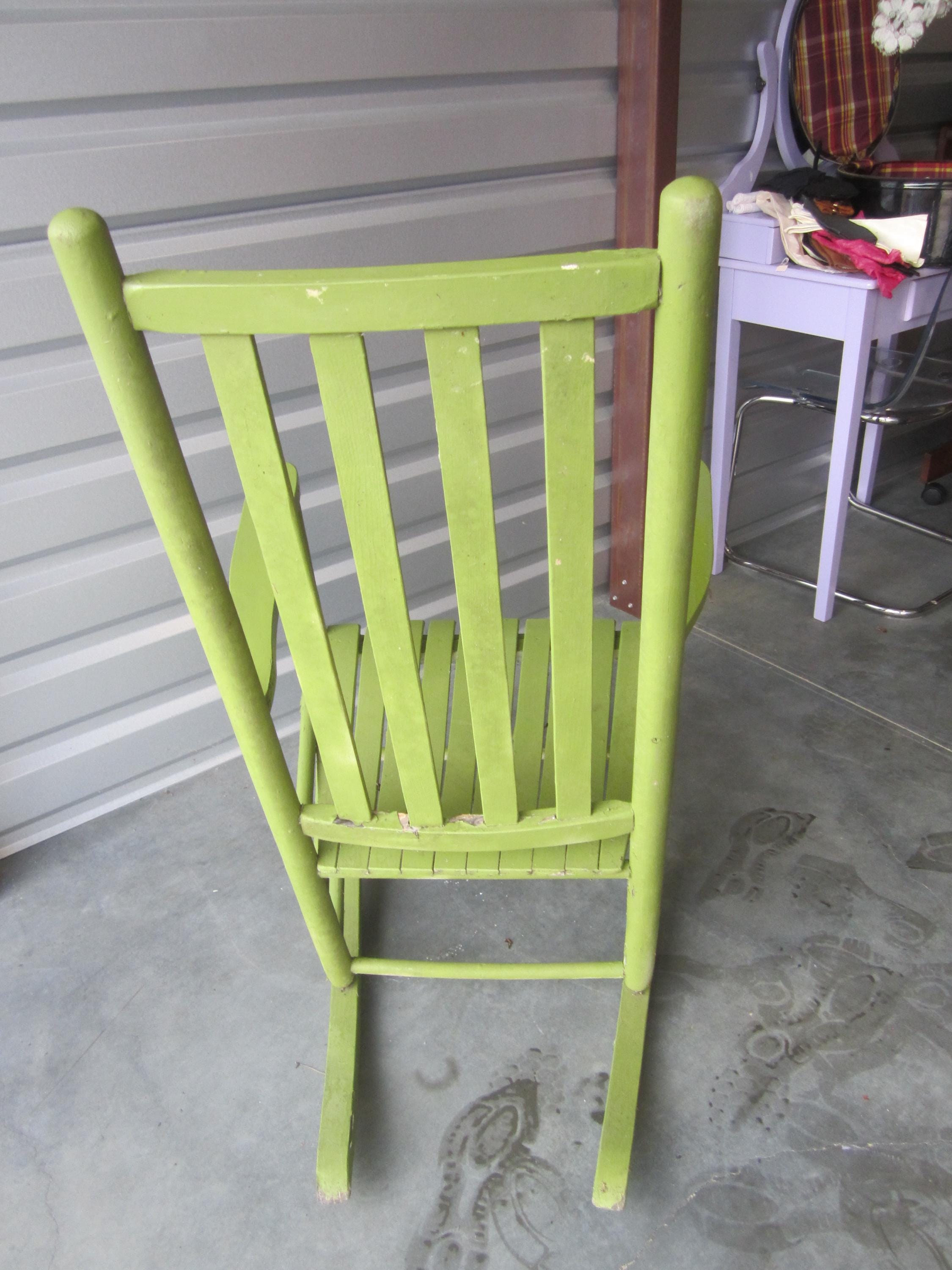 Vtg Rocking Chair Painted Green, Great DIY Project NO Shipping Pick up ...