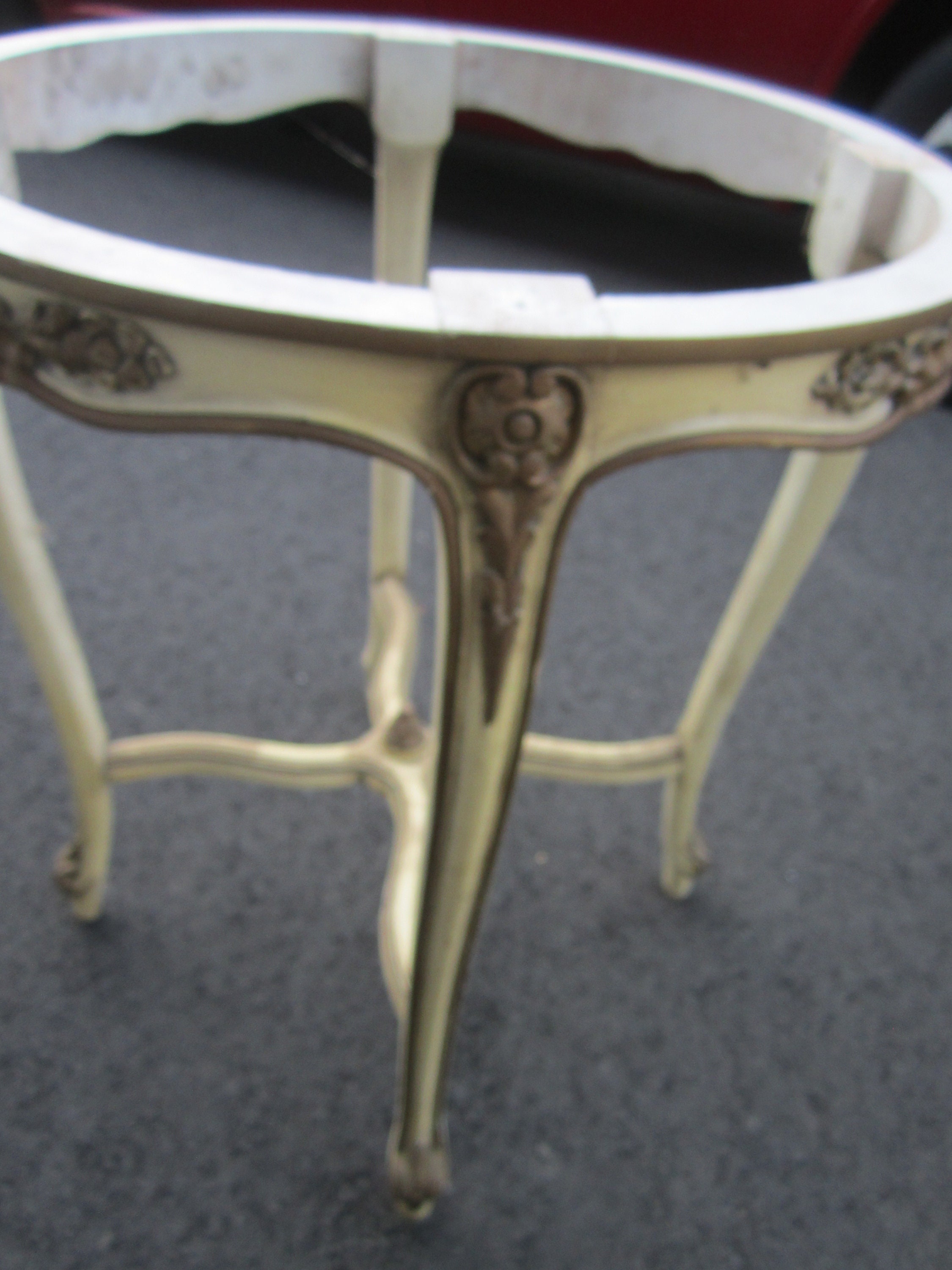 Vtg Round Accent/lamp Table Frame W/glass Top, DIY Project, NO Shipping ...