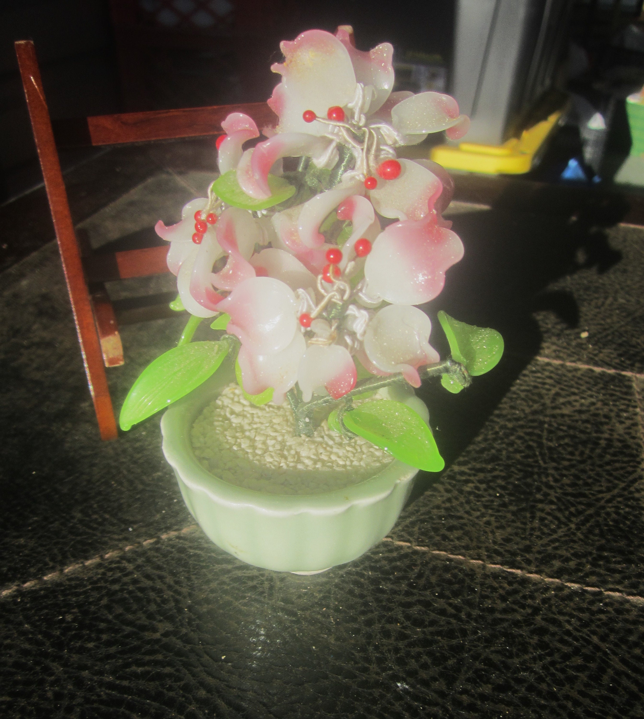 Vtg Glass Flowers in a Ceramic Flower Pot, Cute Knick Knack - Etsy