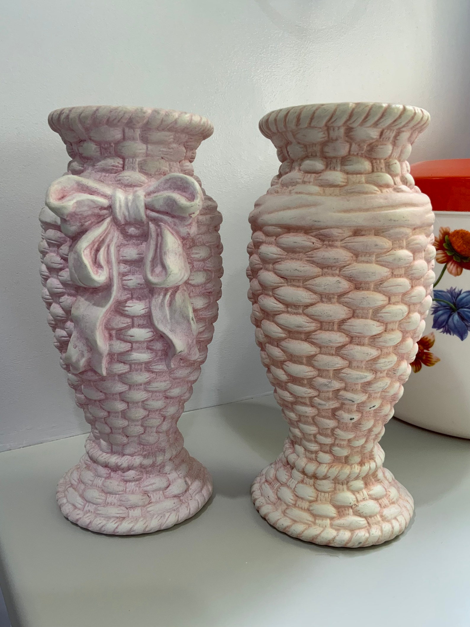 Vintage 60s chalkware twin vases | Etsy