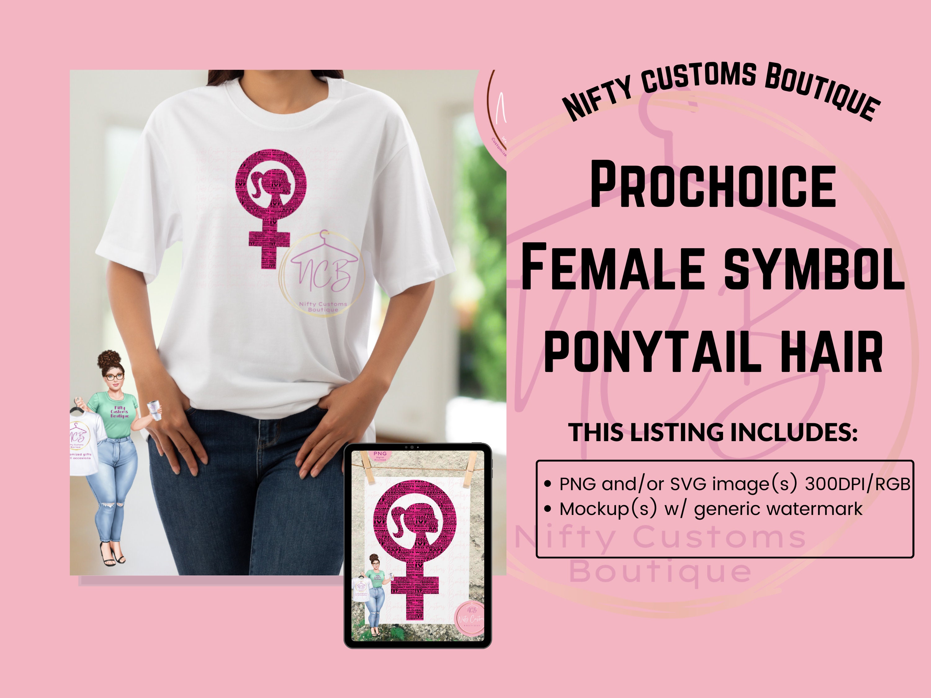 Pro-choice Female Symbol Ponytail Hair Shirt Design PNG - Etsy