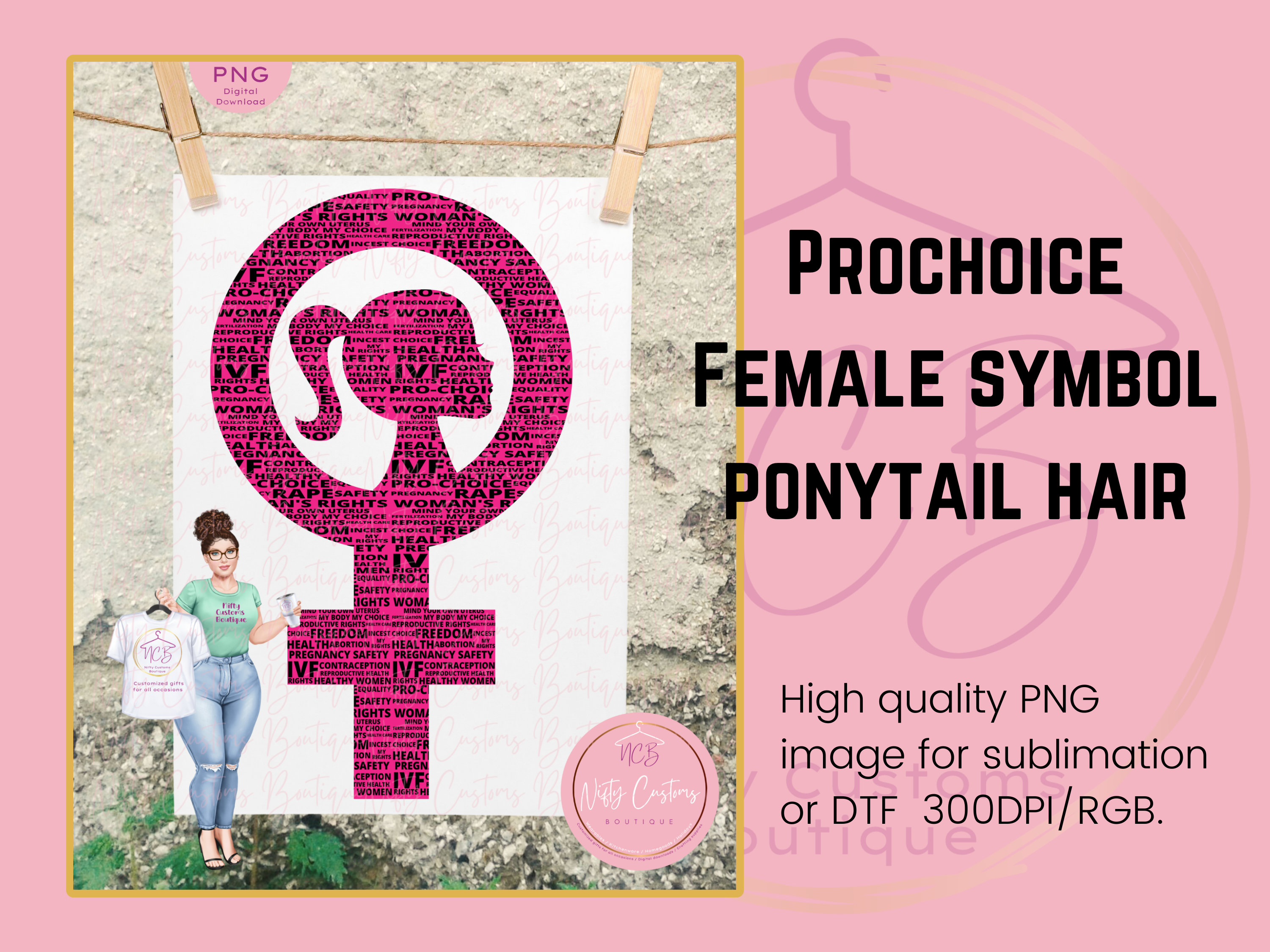 Pro-choice Female Symbol Ponytail Hair Shirt Design PNG - Etsy