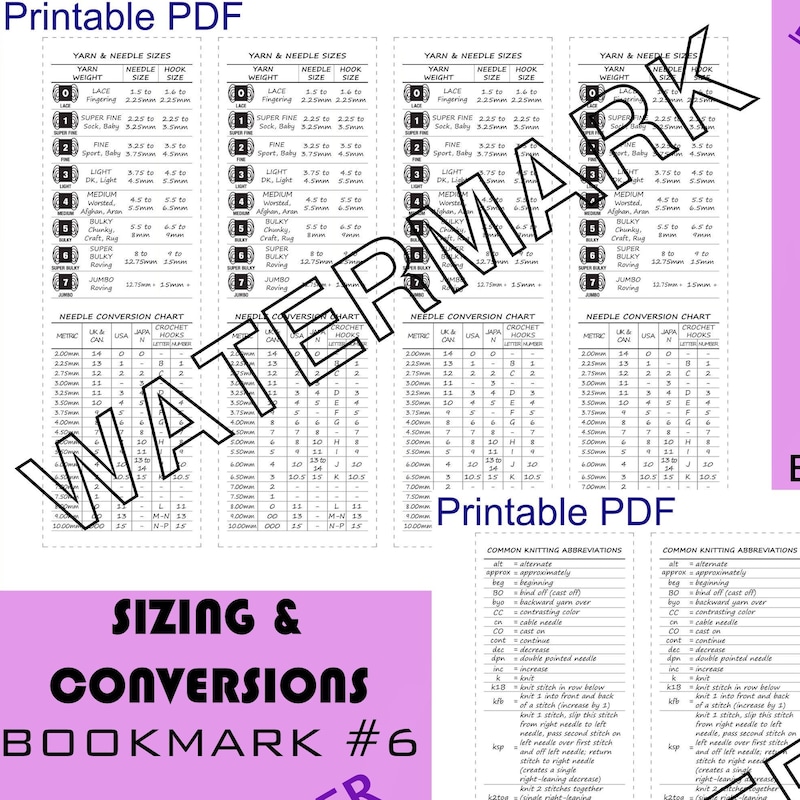 Knitting Cheat Sheet - Etsy