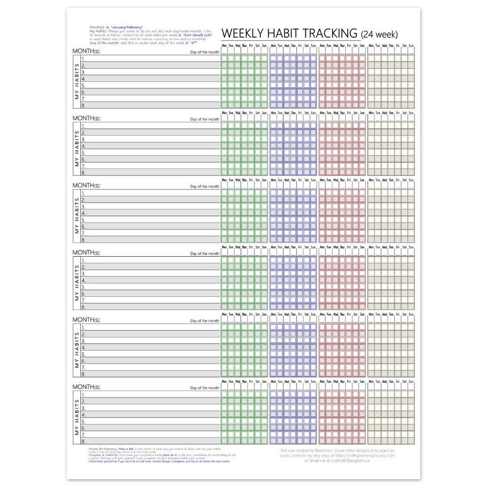 Weekly Habit Tracker Poster Reach Goals Faster, Hold Yourself ...