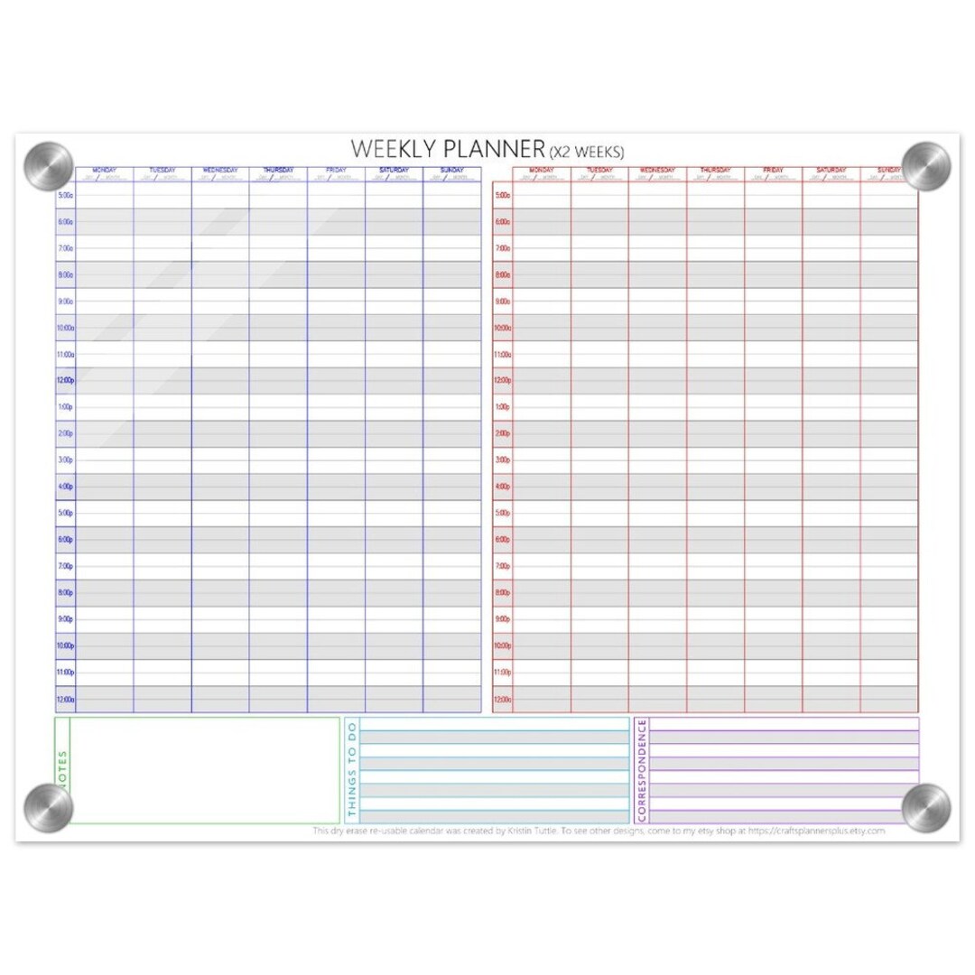 Colorful Weekly Planner / Weekly Day Timer X2 Weeks Plus - Etsy