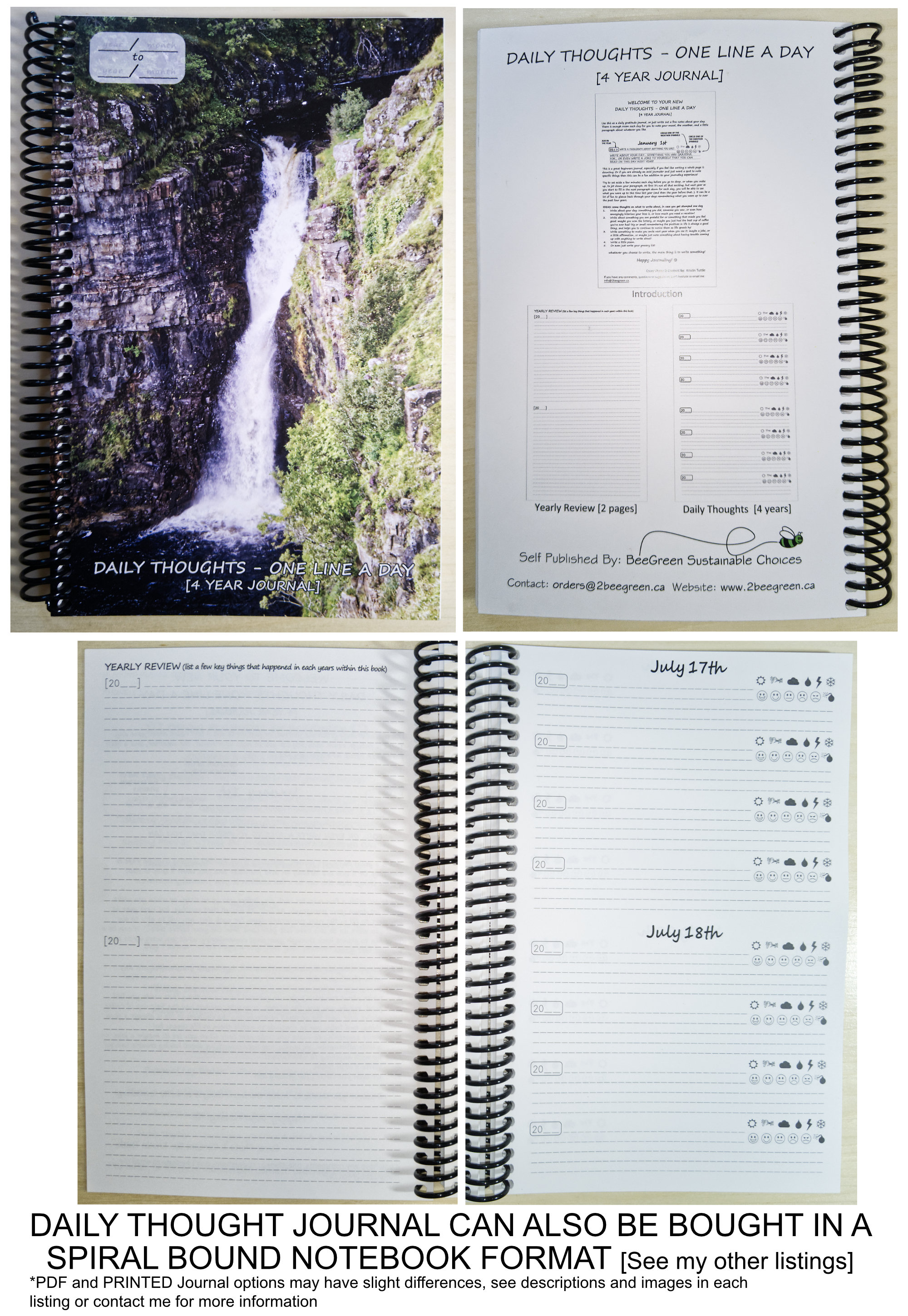 Daily Thoughts Journal / One Line a Day / Gratitude or Beginners ...