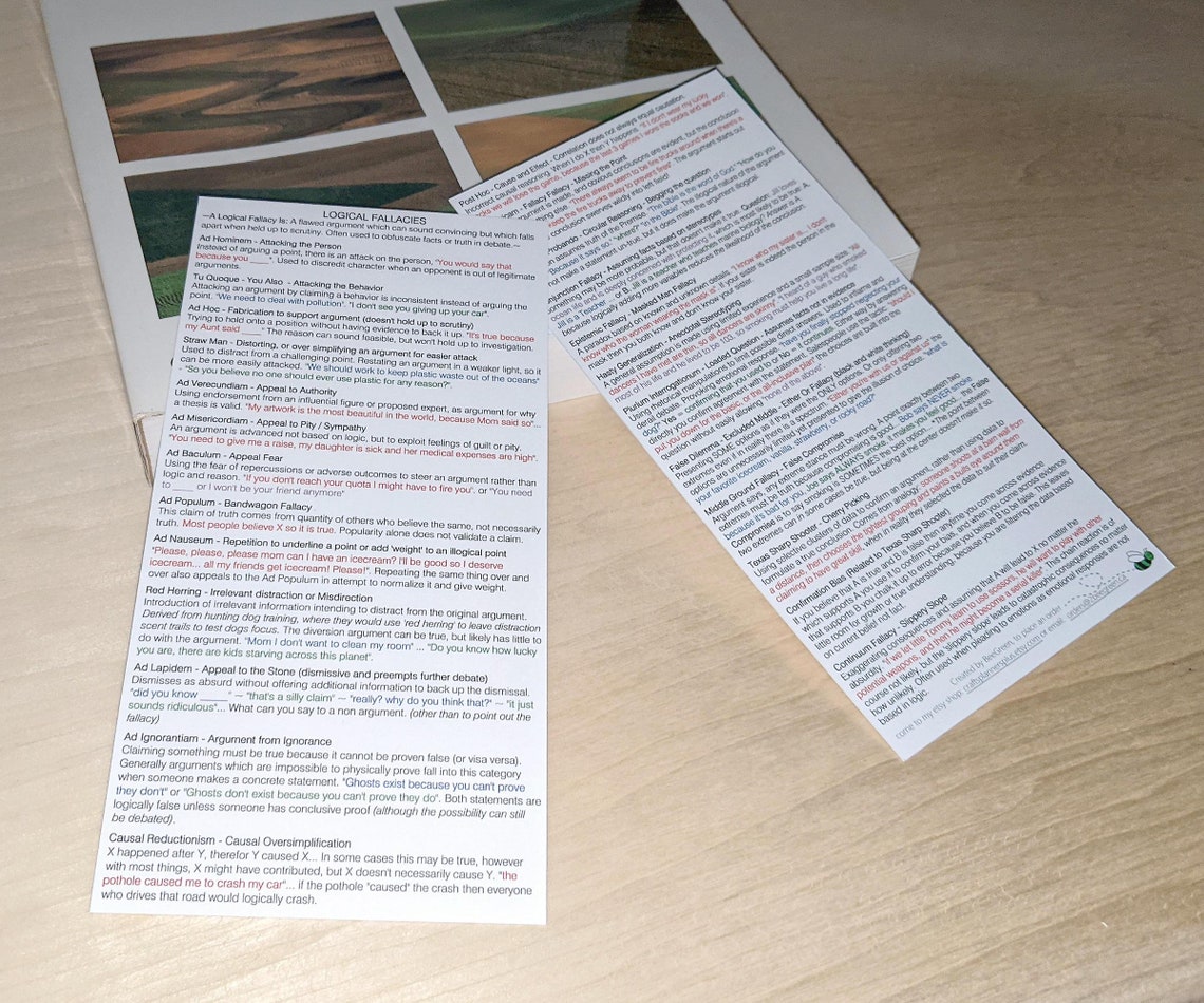 NEW~ Logical Fallacy Bookmark - Quick Reference - Debating, Arguments ...