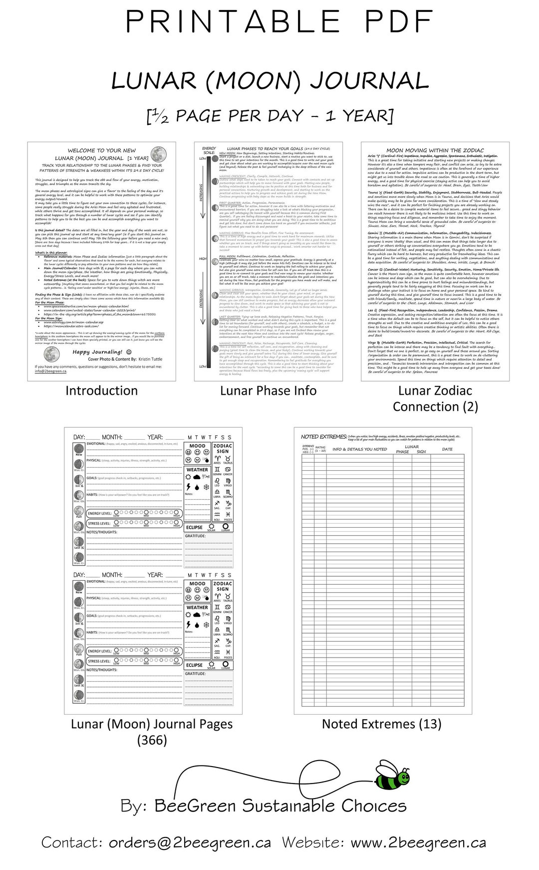 Lunar Journal / Moon Journal - Track Your Relationship to Lunar Phases ...