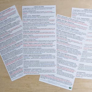 NEW~PDF Logical Fallacy Bookmark - Quick Reference - Debating ...