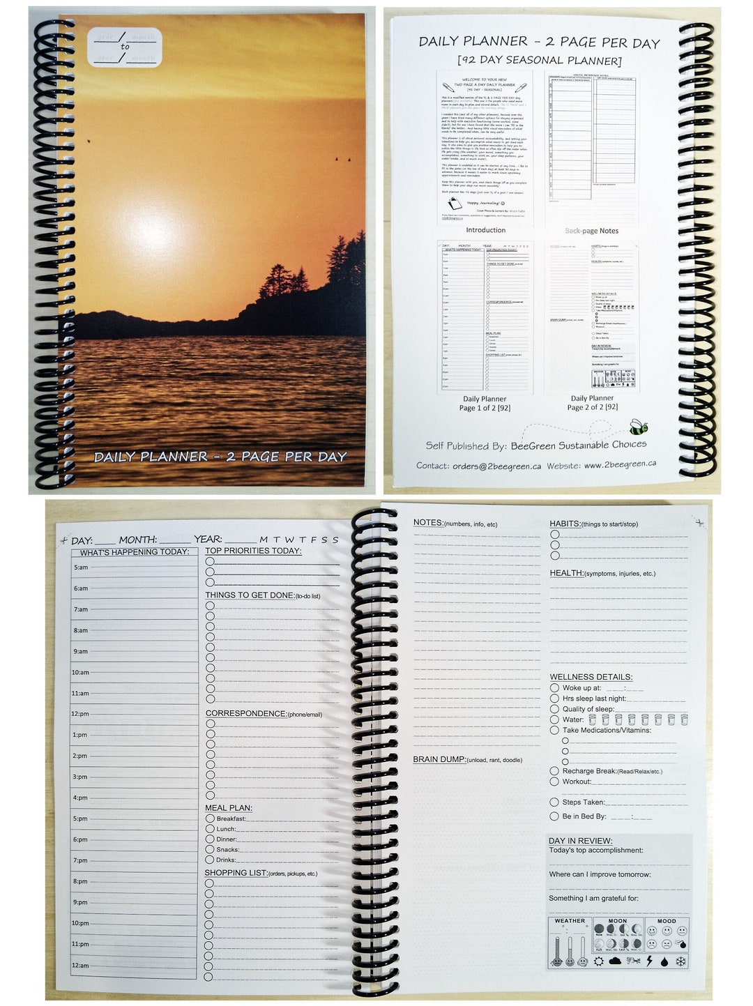 2 Page per Day Seasonal Daily Planner [undated Spiral Bound Journal] - Etsy