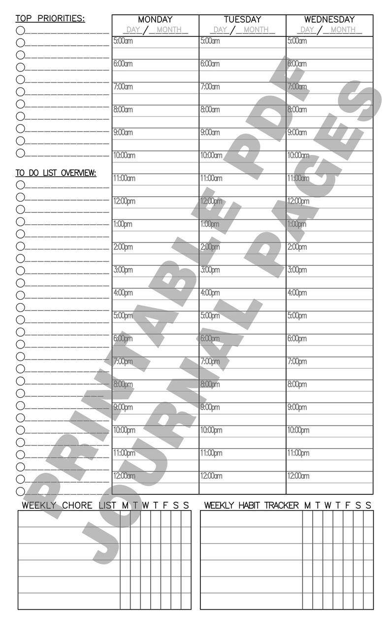 Weekly Overview Planner - Plan Your Weeks (weekly Day Timers & to Do ...