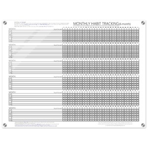 Monthly Habit Chart Dry Erase (landscape) - Acrylic 6 Month Habit ...