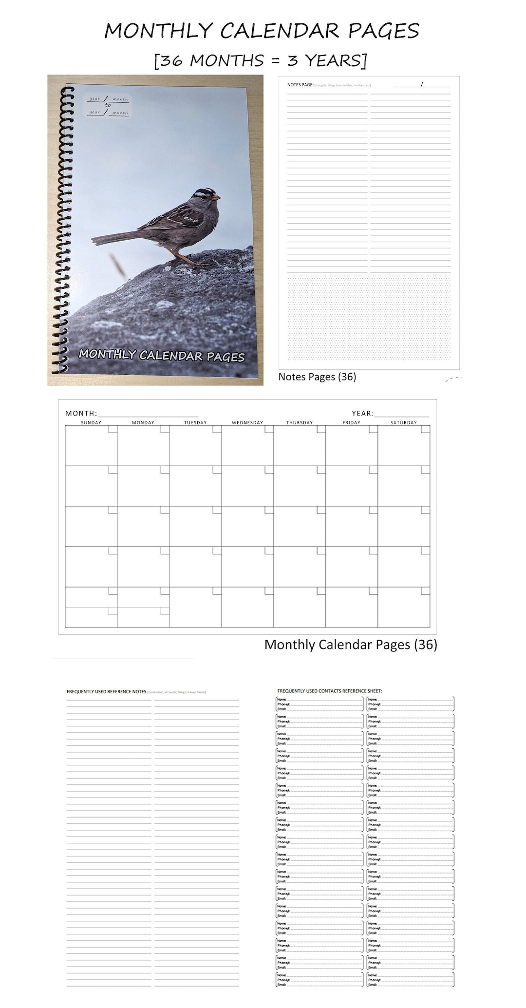 Monthly Calendars and Notes(x3 Years) - Track Appointments & To-do ...