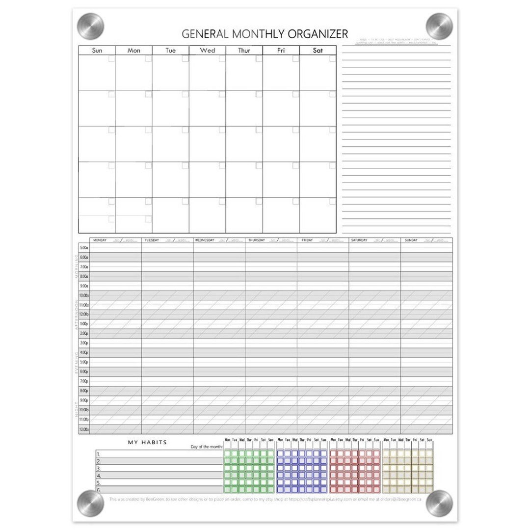Dry Erase Combo Wall Planner(vert. Color) - Weekly Daytimer, Monthly ...