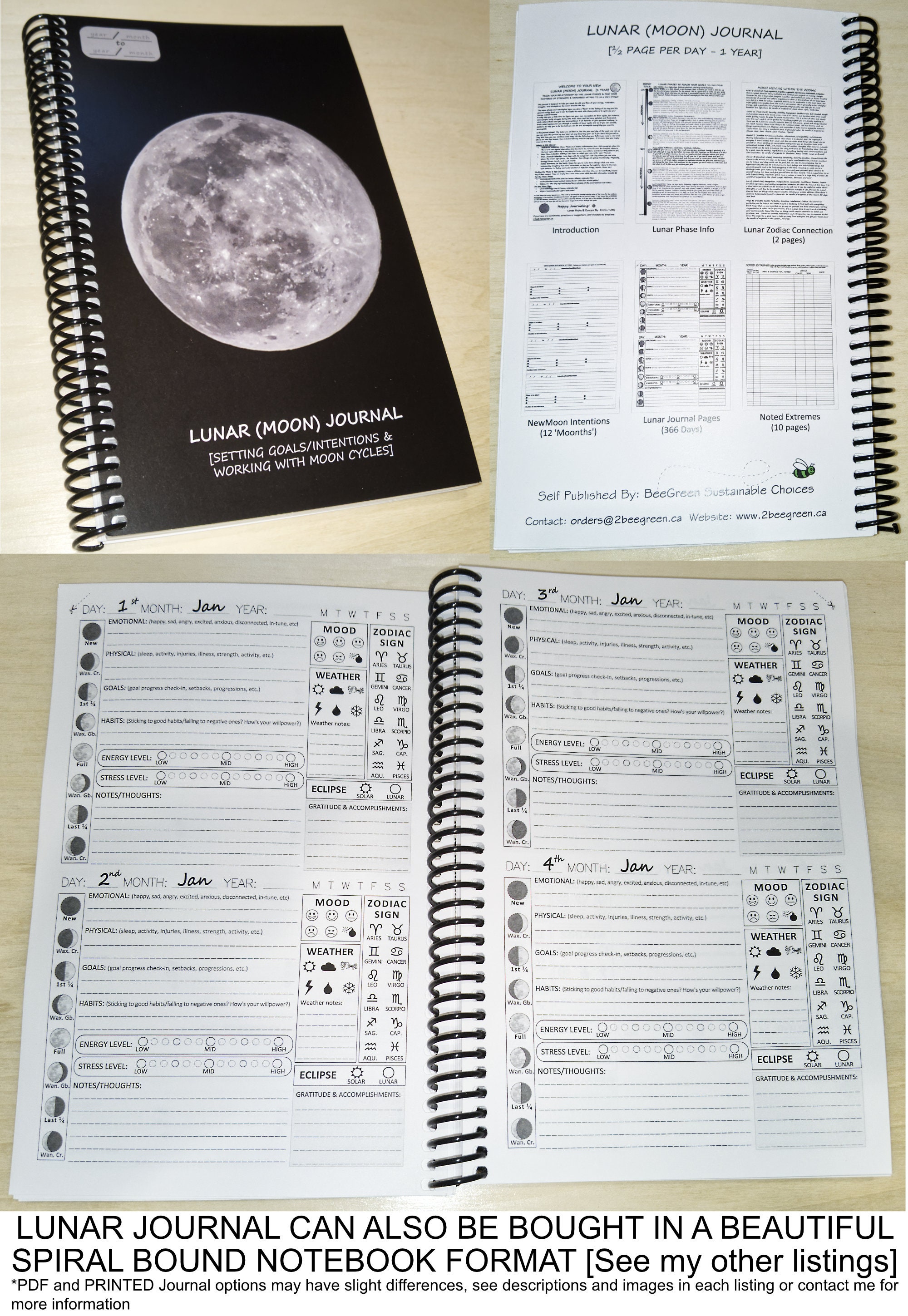 Lunar Journal / Moon Journal - Track Your Relationship to Lunar Phases ...