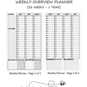 Weekly Overview Planner Plan Your Weeks weekly Day Timers & to Do Lists ...