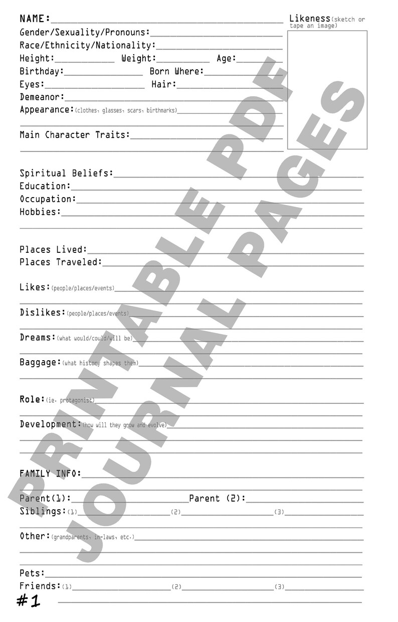 Character Development Journal for Writers - Create & Develop Character ...