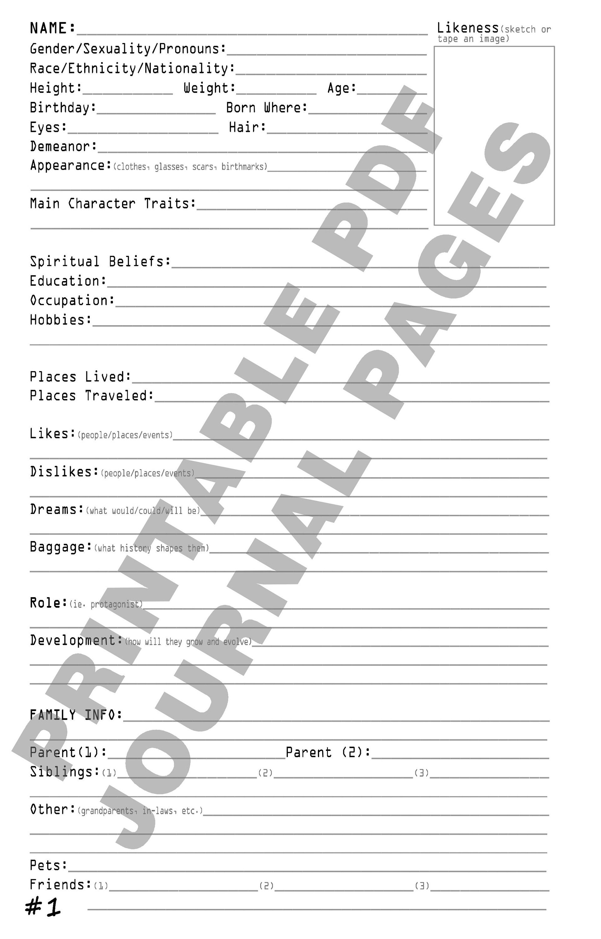 Character Development Journal for Writers - Create & Develop Character ...