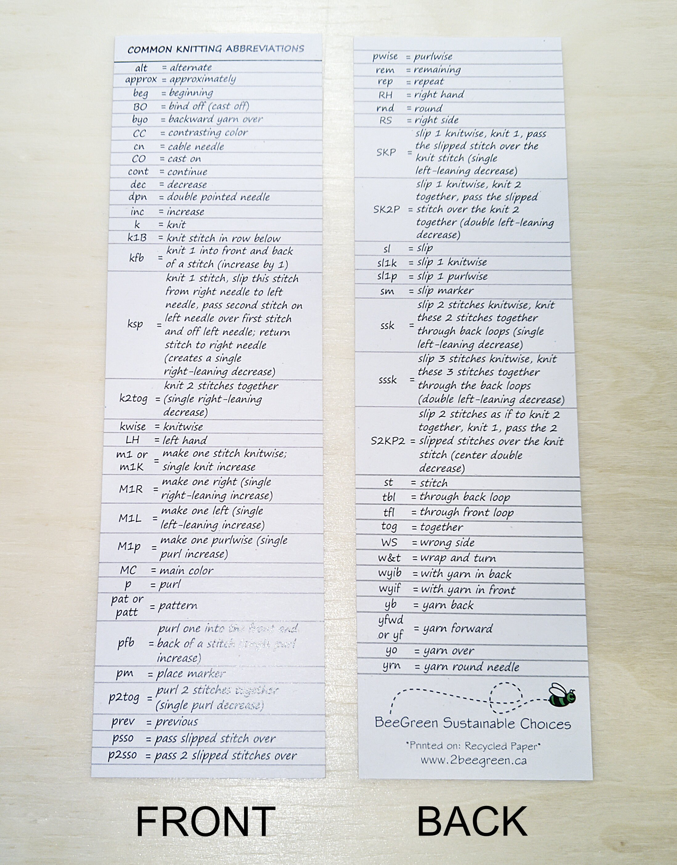 UPDATED~PDF Knitting Abbreviations Bookmark [every Knitter Needs a ...