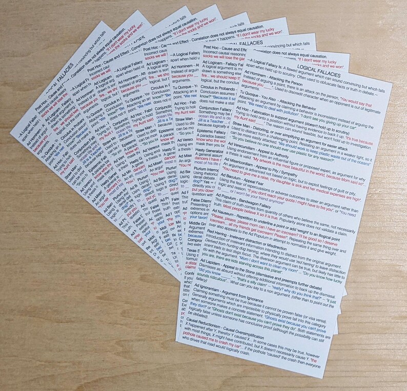 NEW~PDF Logical Fallacy Bookmark - Quick Reference - Debating ...