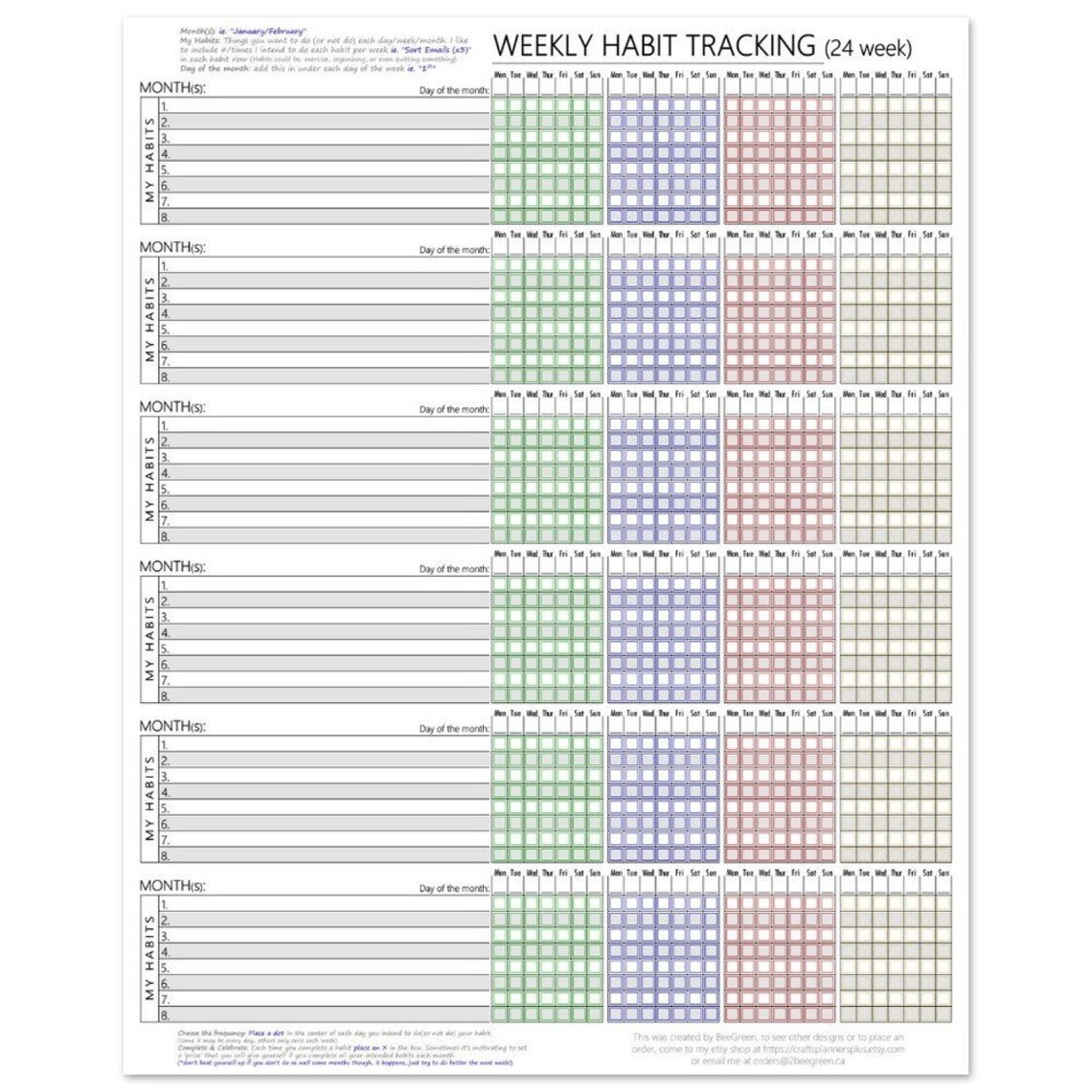 Weekly Habit Tracker Poster- Reach Goals Faster, Hold Yourself ...