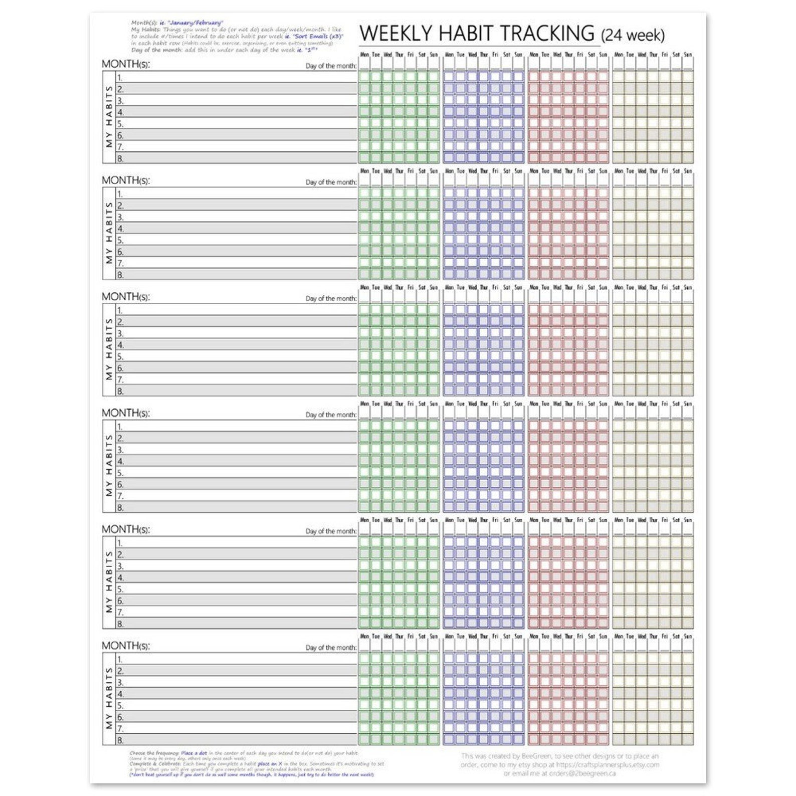 Weekly Habit Tracker Poster- Reach Goals Faster, Hold Yourself ...