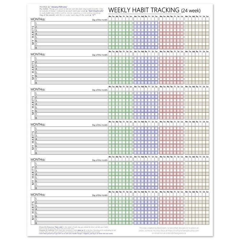 Weekly Habit Tracker Poster- Reach Goals Faster, Hold Yourself ...