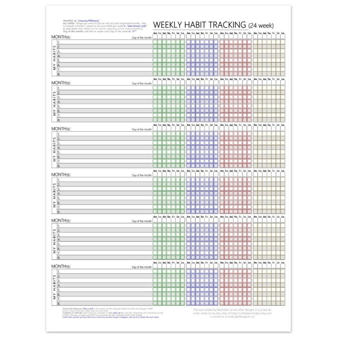 Weekly Habit Tracker Poster Reach Goals Faster, Hold Yourself ...