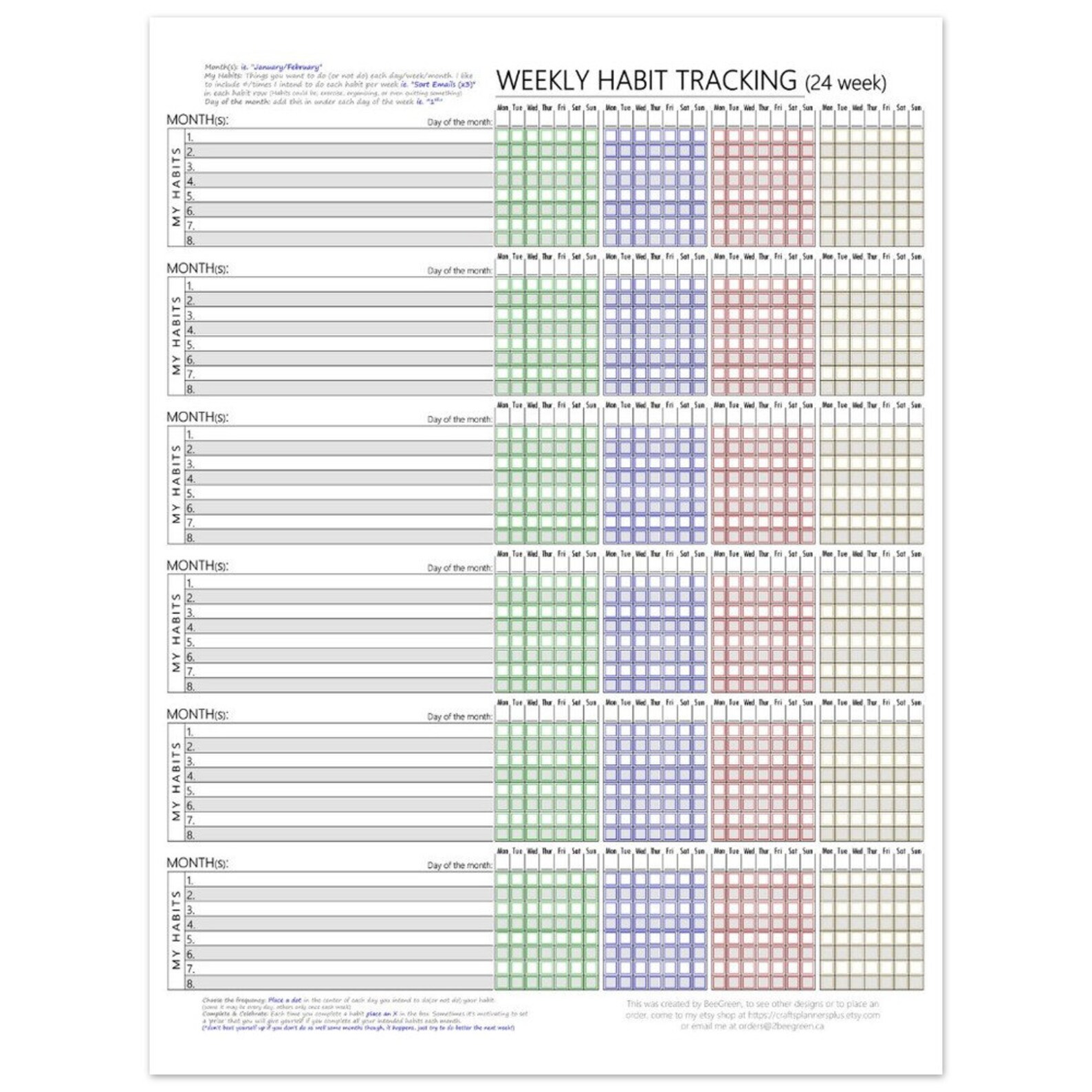 Weekly Habit Tracker Poster- Reach Goals Faster, Hold Yourself ...